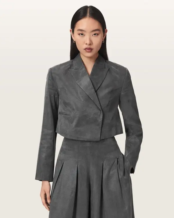 ALLSAINTS Marrlo Double Breasted Cropped Blazer