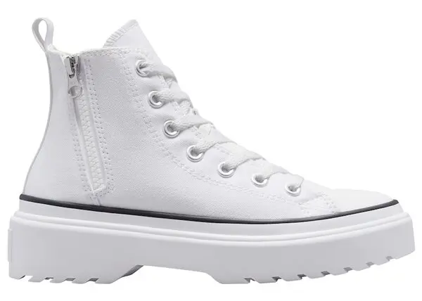 CONVERSE Chuck Taylor All Star Lugged Lift Platform High Top Lace Up Zip Up Sneakers - White