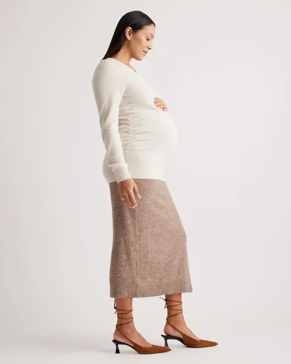 Quince Mongolian Cashmere V-neck Maternity Sweater
