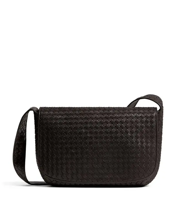 Bottega Veneta Lambskin Veneto Messenger Bag - Brown