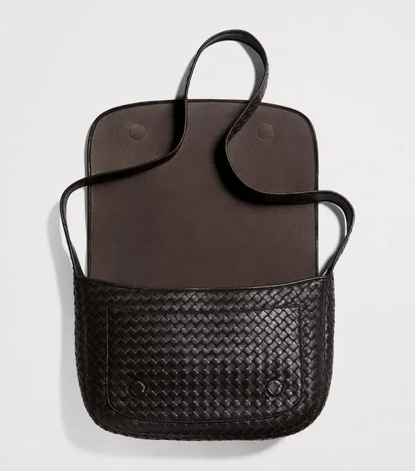 Bottega Veneta Lambskin Veneto Messenger Bag - Brown