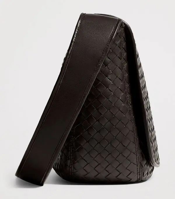 Bottega Veneta Lambskin Veneto Messenger Bag - Brown