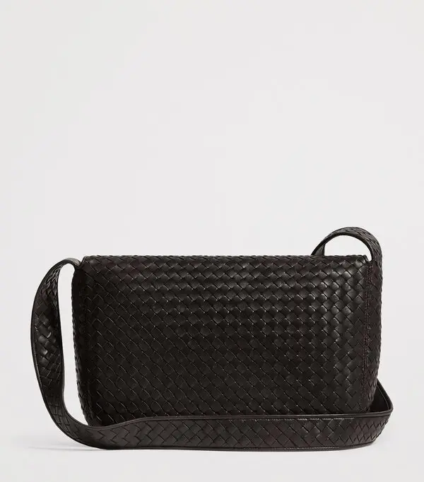 Bottega Veneta Lambskin Veneto Messenger Bag - Brown