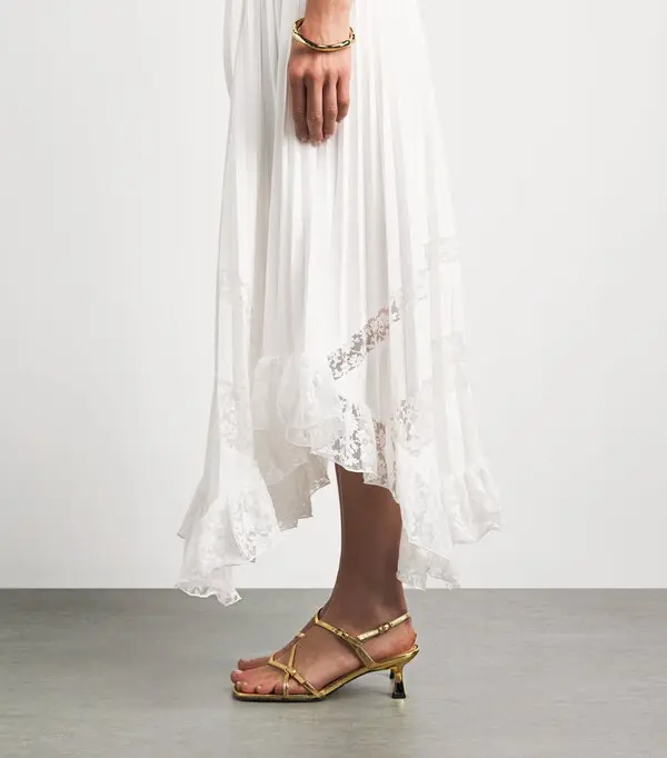 Claudie Pierlot Lace-insert Pleated Midi Skirt