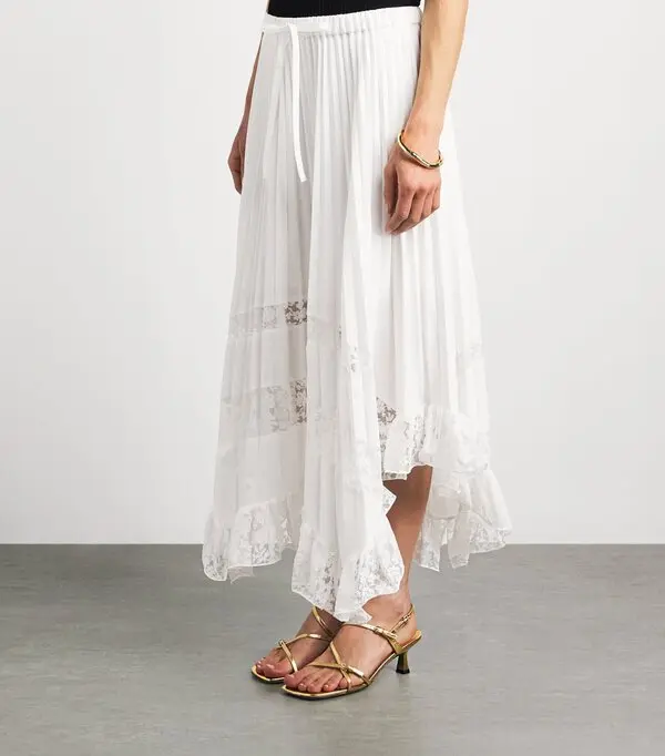 Claudie Pierlot Lace-insert Pleated Midi Skirt