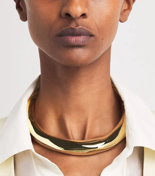 Alexis Bittar Hammered Plated Hinged Collar Necklace - Gold