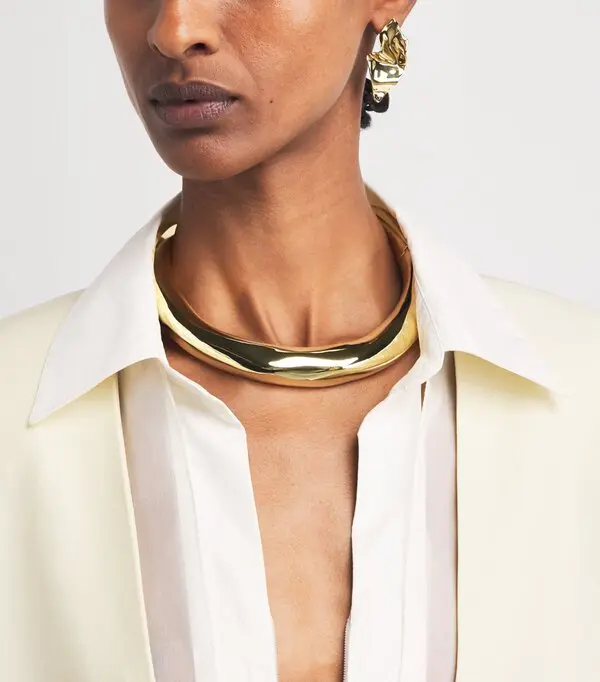 Alexis Bittar Hammered Plated Hinged Collar Necklace - Gold