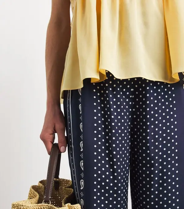 Maje Printed Wide-leg Trousers