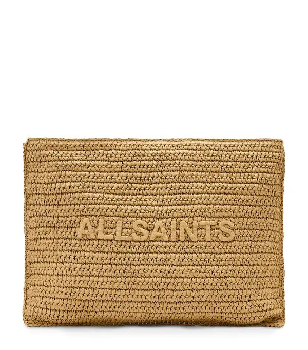 ALLSAINTS Raffia Bettina Clutch Bag - Brown