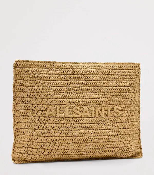ALLSAINTS Raffia Bettina Clutch Bag - Brown