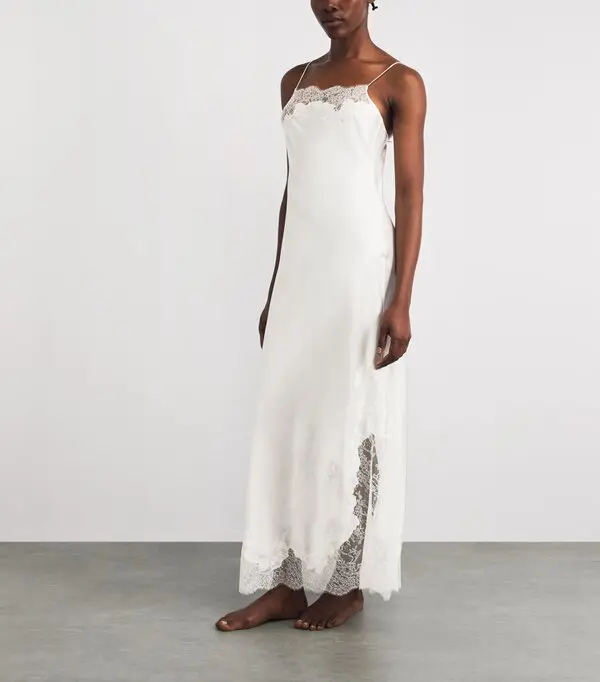 Carine Gilson Silk Lace-trim Slip Dress