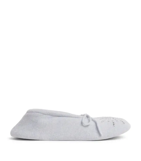 WILLIAM SHARP Embellished Cashmere Dolly Slippers - Blue