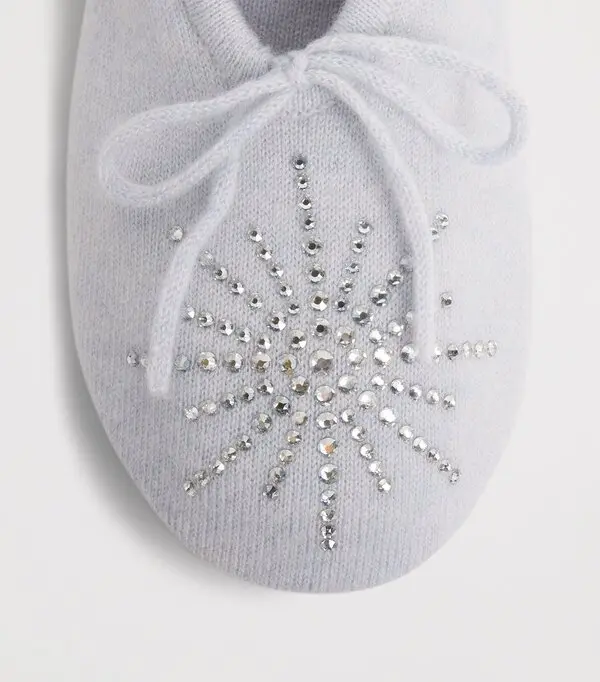 WILLIAM SHARP Embellished Cashmere Dolly Slippers - Blue