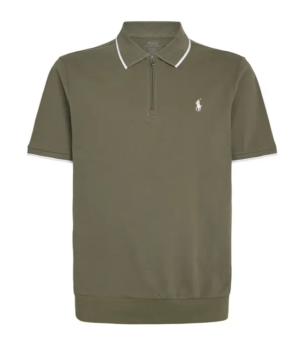 Polo Ralph Lauren Stretch-cotton Zip-up Polo Shirt - Green
