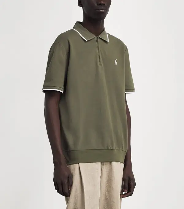 Polo Ralph Lauren Stretch-cotton Zip-up Polo Shirt - Green