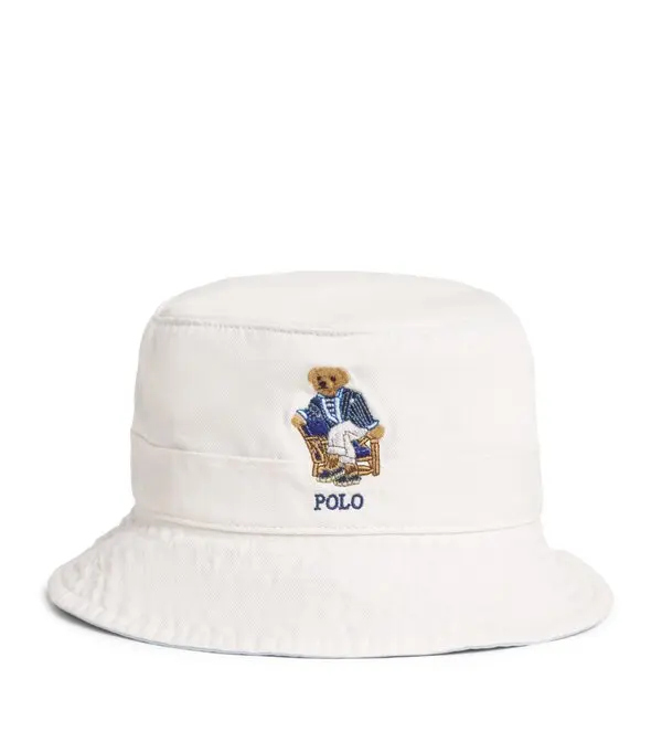 Polo Ralph Lauren Cotton Twill Polo Bear Bucket Hat - White