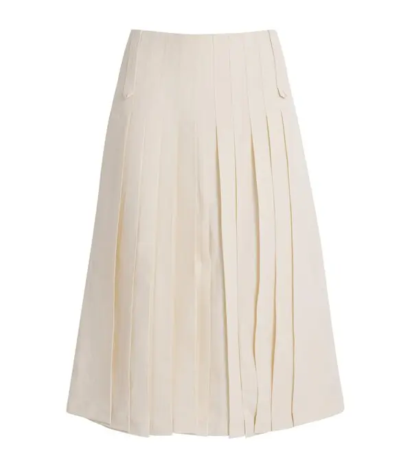 Tory Burch Pleated Midi Skirt - Ivory