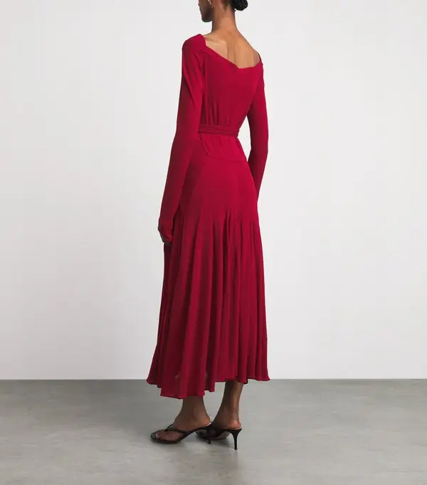 Tory Burch Jersey Pleated Midi Dress - Red