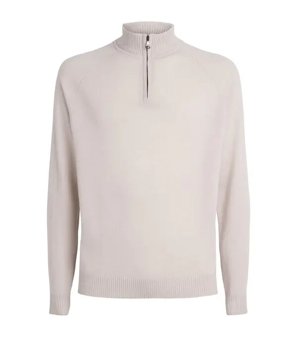 Derek Rose Finley Cashmere Quarter-zip Sweater - Neutral