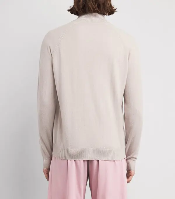 Derek Rose Finley Cashmere Quarter-zip Sweater - Neutral
