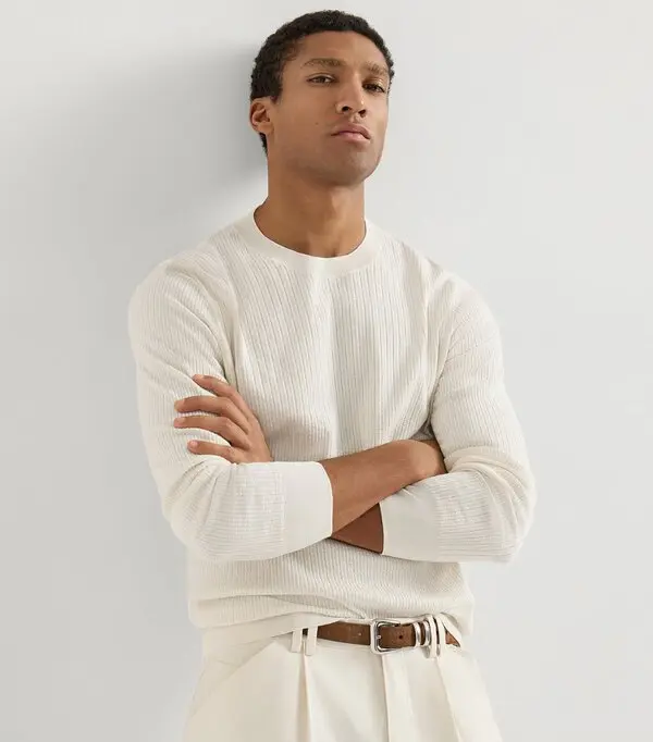 Brunello Cucinelli Cotton Ribbed Crew Neck Sweater