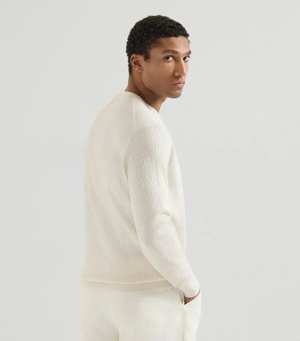 Brunello Cucinelli Cotton Ribbed Crew Neck Sweater