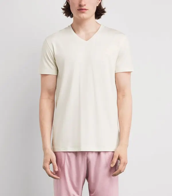 Derek Rose Basel V-neck Lounge T-shirt - Neutral