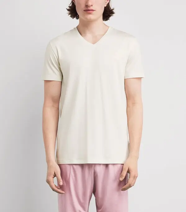 Derek Rose Basel V-neck Lounge T-shirt - Neutral