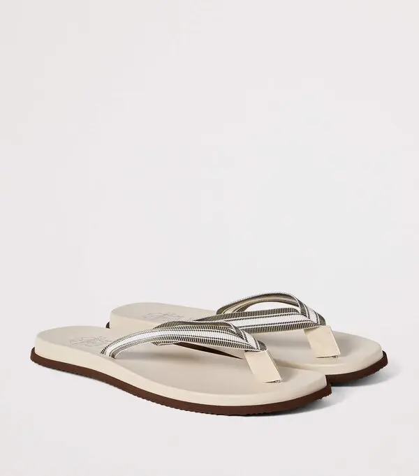 Brunello Cucinelli Leather Logo Flip Flops