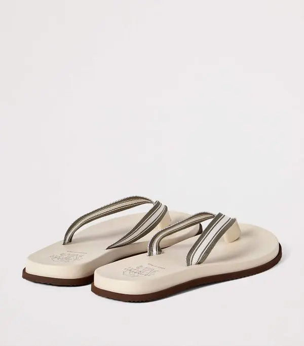 Brunello Cucinelli Leather Logo Flip Flops