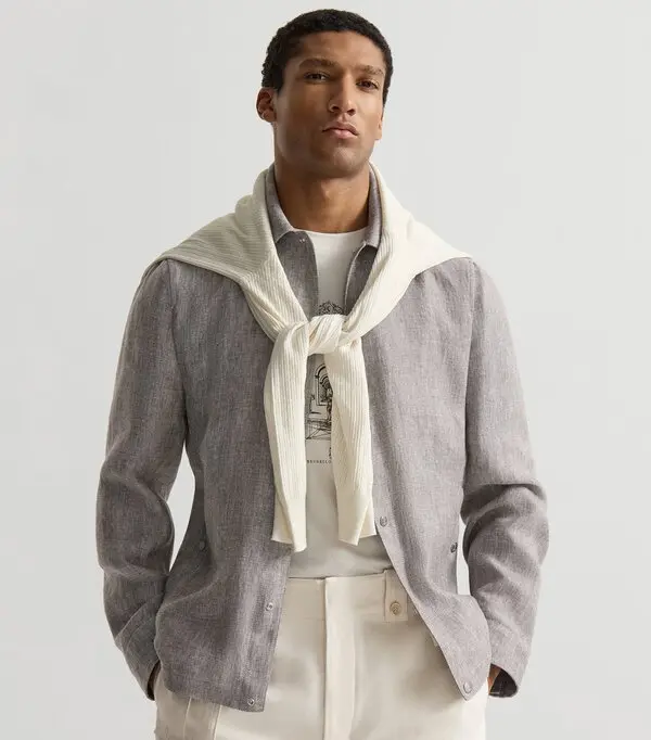 Brunello Cucinelli Hemp-linen Overshirt - Brown