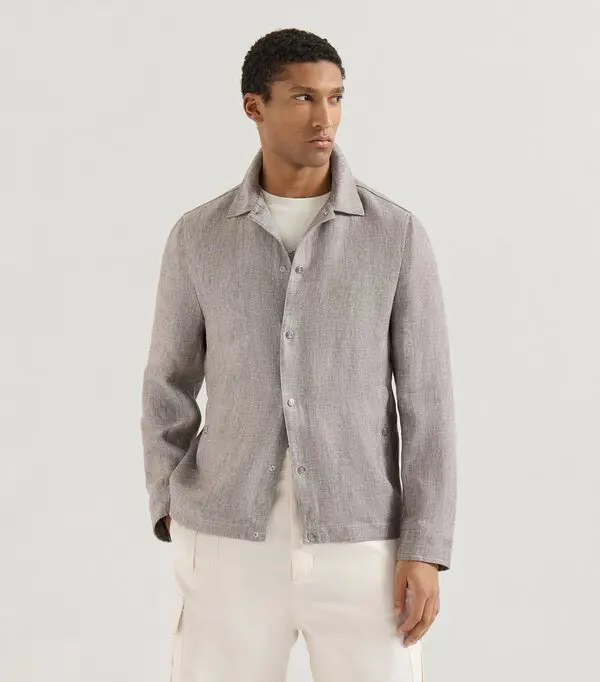 Brunello Cucinelli Hemp-linen Overshirt - Brown