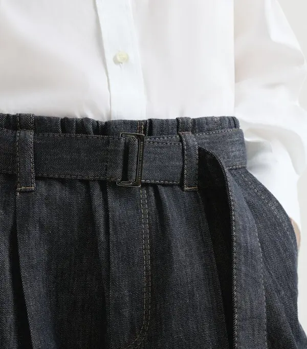 Brunello Cucinelli Belted Wide-leg Denim Trousers