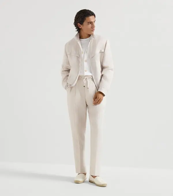 Brunello Cucinelli Linen Drawstring Trousers