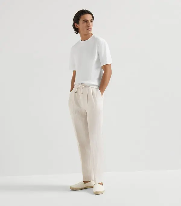 Brunello Cucinelli Linen Drawstring Trousers