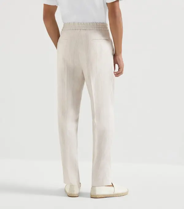 Brunello Cucinelli Linen Drawstring Trousers