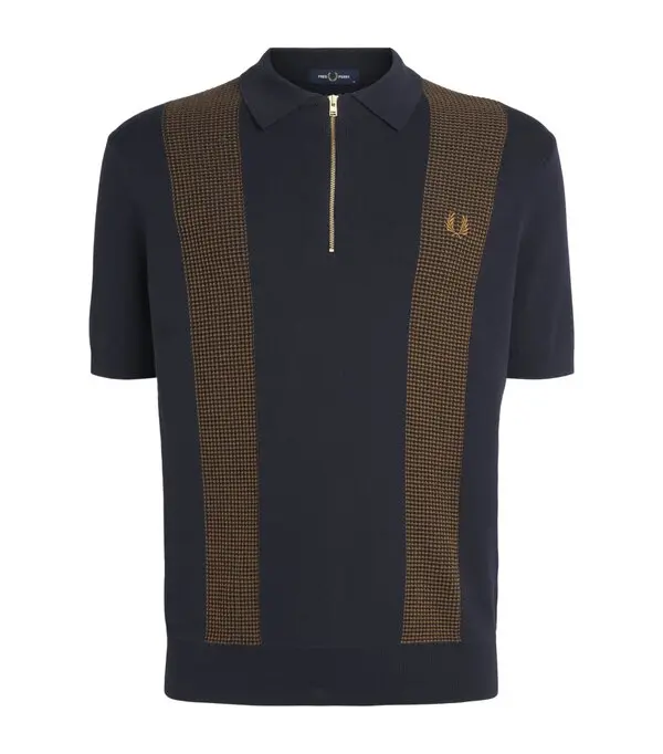 Fred Perry Cotton Panelled Zip-up Polo Shirt