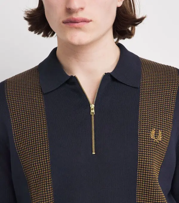 Fred Perry Cotton Panelled Zip-up Polo Shirt