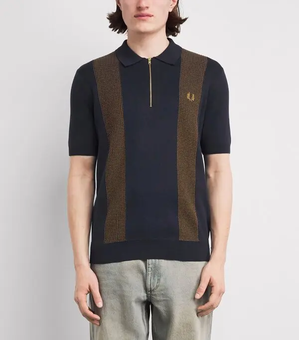 Fred Perry Cotton Panelled Zip-up Polo Shirt