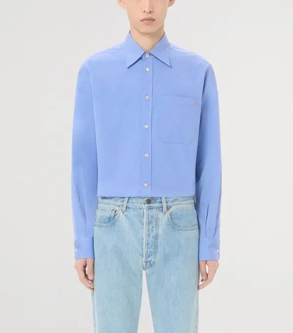 Valentino Garavani Cotton Vgold Shirt - Blue