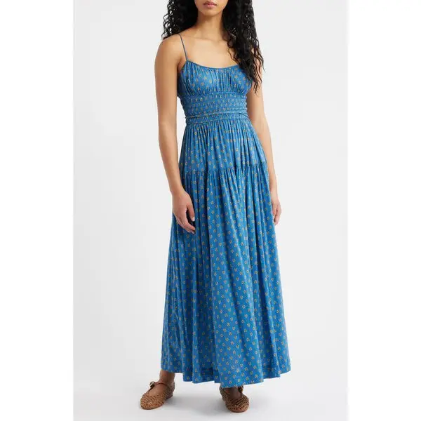 DÔEN Safia Sleeveless Cotton & Silk Dress - Santorini Blue Cadiz Foulard