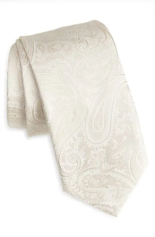 BOSS Ivory Paisley Jacquard Silk Blend Neck Tie - Natural