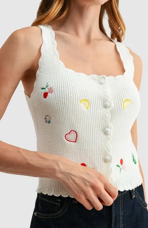 ALL IN FAVOR Embroidered Button-up Sweater Tank