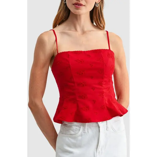 ALL IN FAVOR Embroidered Peplum Tank