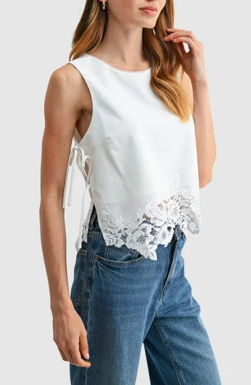 ALL IN FAVOR Lace Hem Side Tie Tank
