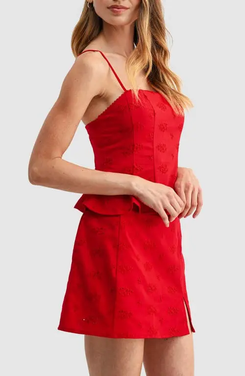 ALL IN FAVOR Embroidered Mini Skirt With Slit