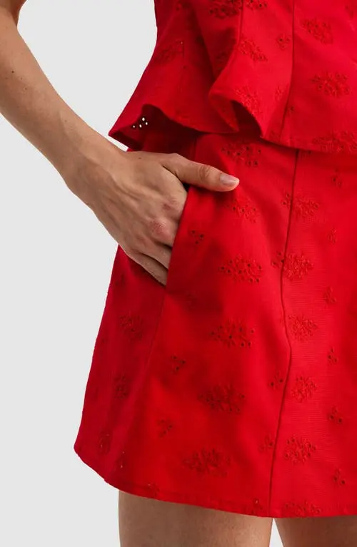 ALL IN FAVOR Embroidered Mini Skirt With Slit