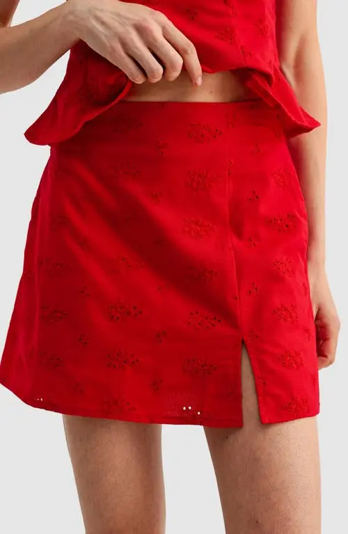 ALL IN FAVOR Embroidered Mini Skirt With Slit