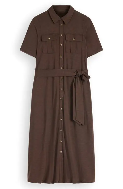 Boden Mavis Belted Jersey Midi Shirt Dress