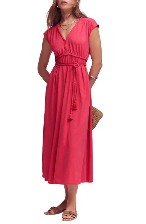 Boden Heidi Ruched Jersey Midi Dress - Ash Red